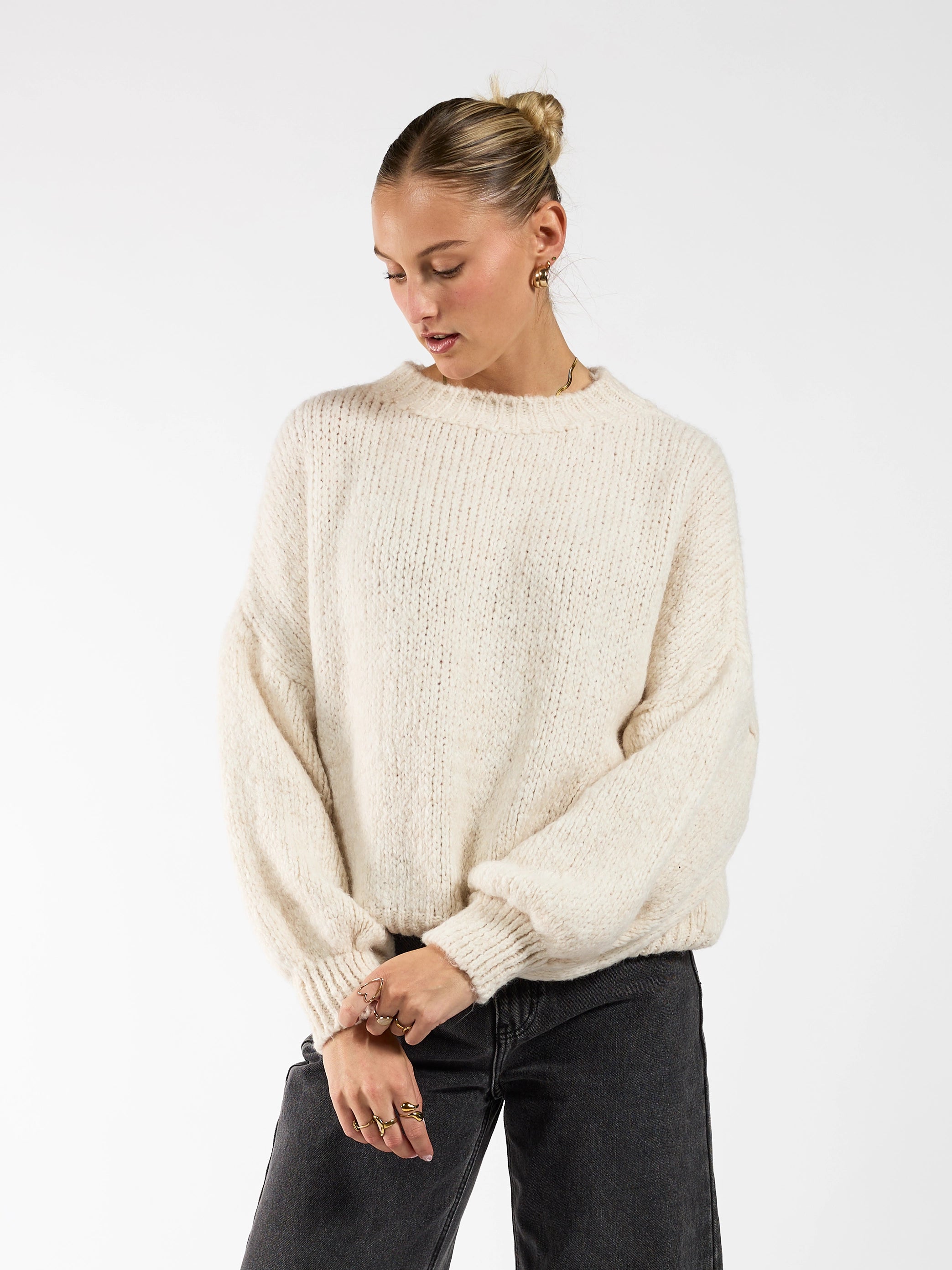 Gebreide trui Lulu | Cream | Tall | Zacht materiaal | Extra lange ...